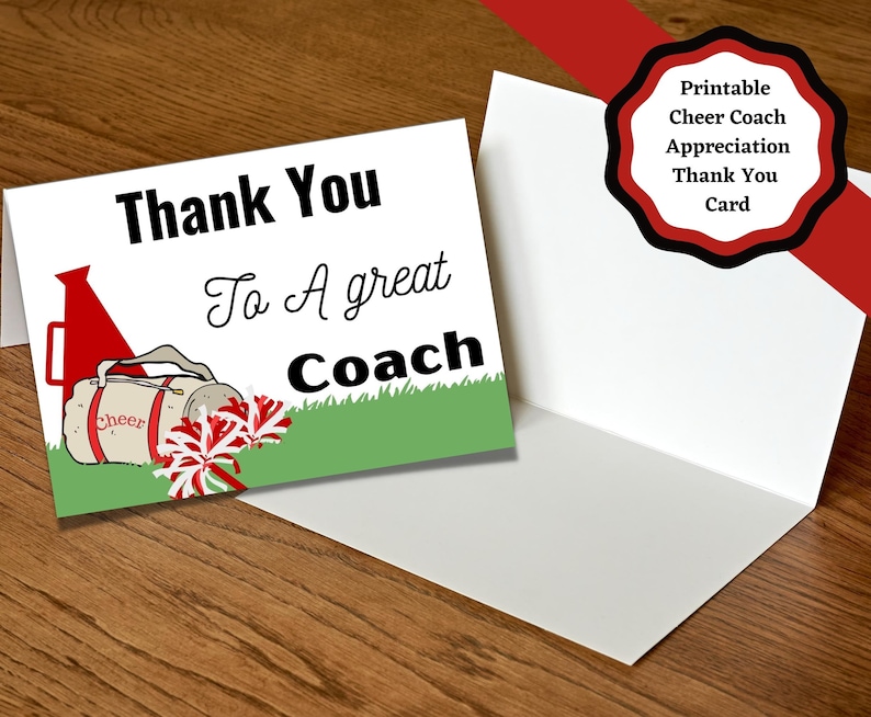 Cheer Coach Printable Thank You Card, Cheerleading - Etsy