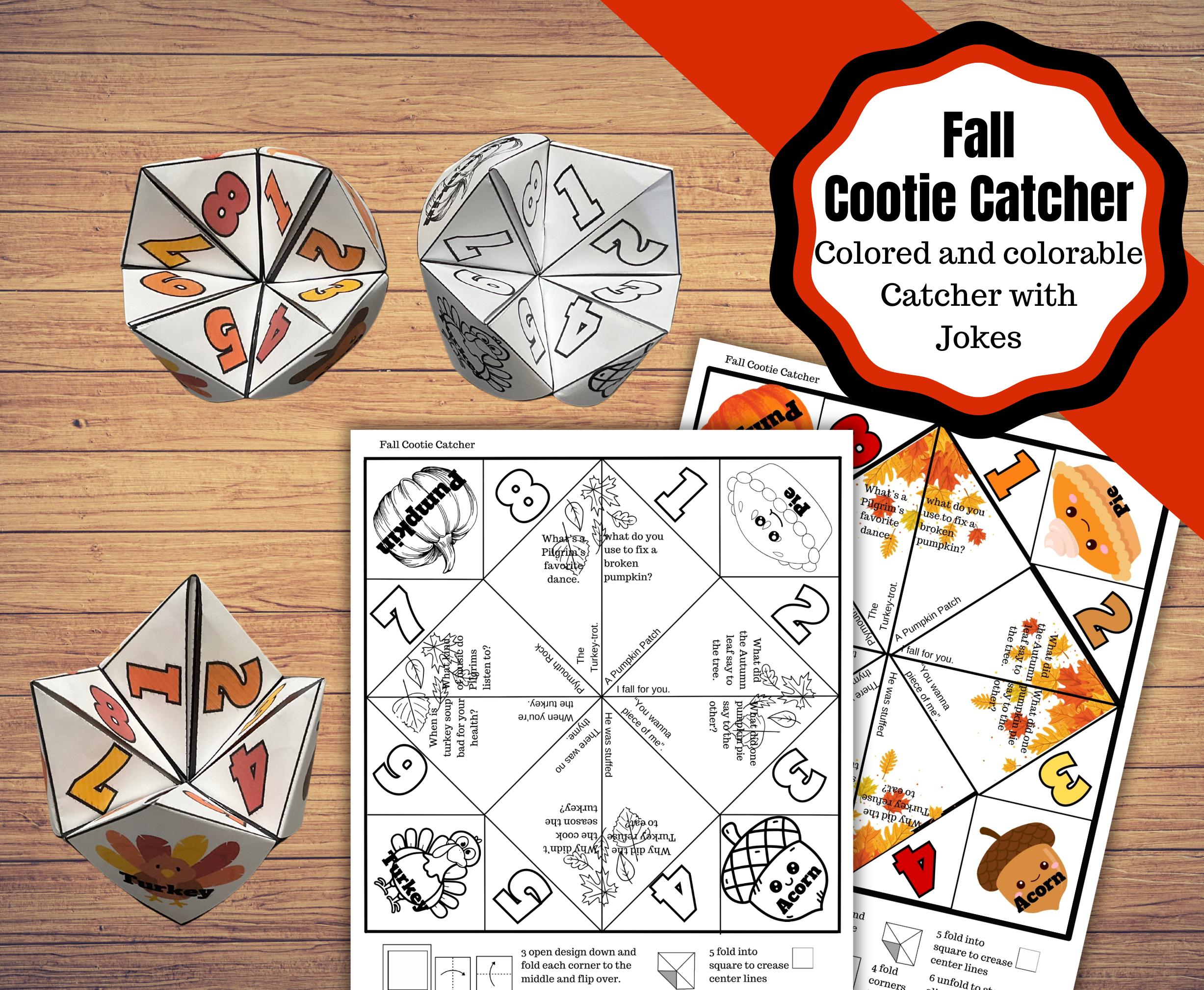 Fall Cootie Catcher, Fun Fall Craft With Fall Themed Jokes. Fall or ...