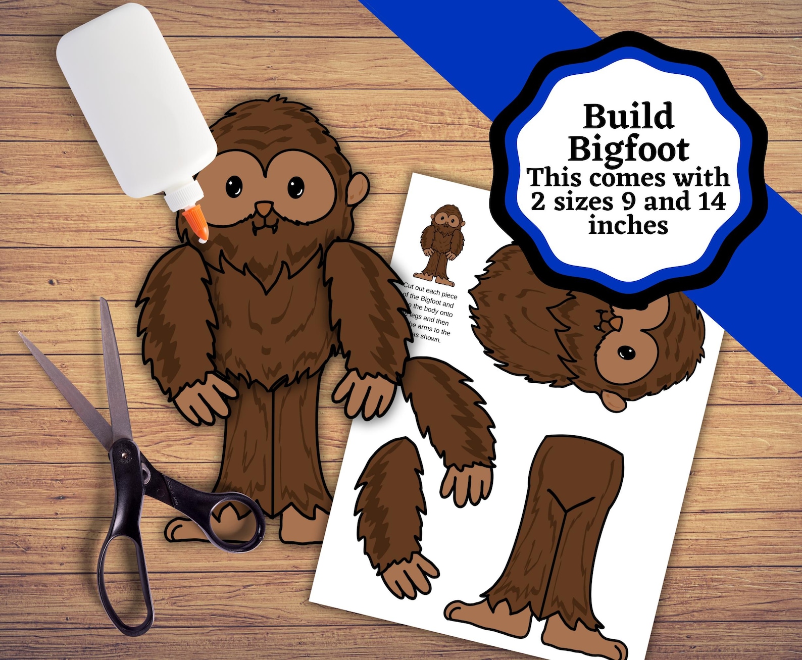 Build Your Own Big Foot, Cut and Paste Bigfoot in Two Sizes, 9 and 14 ...