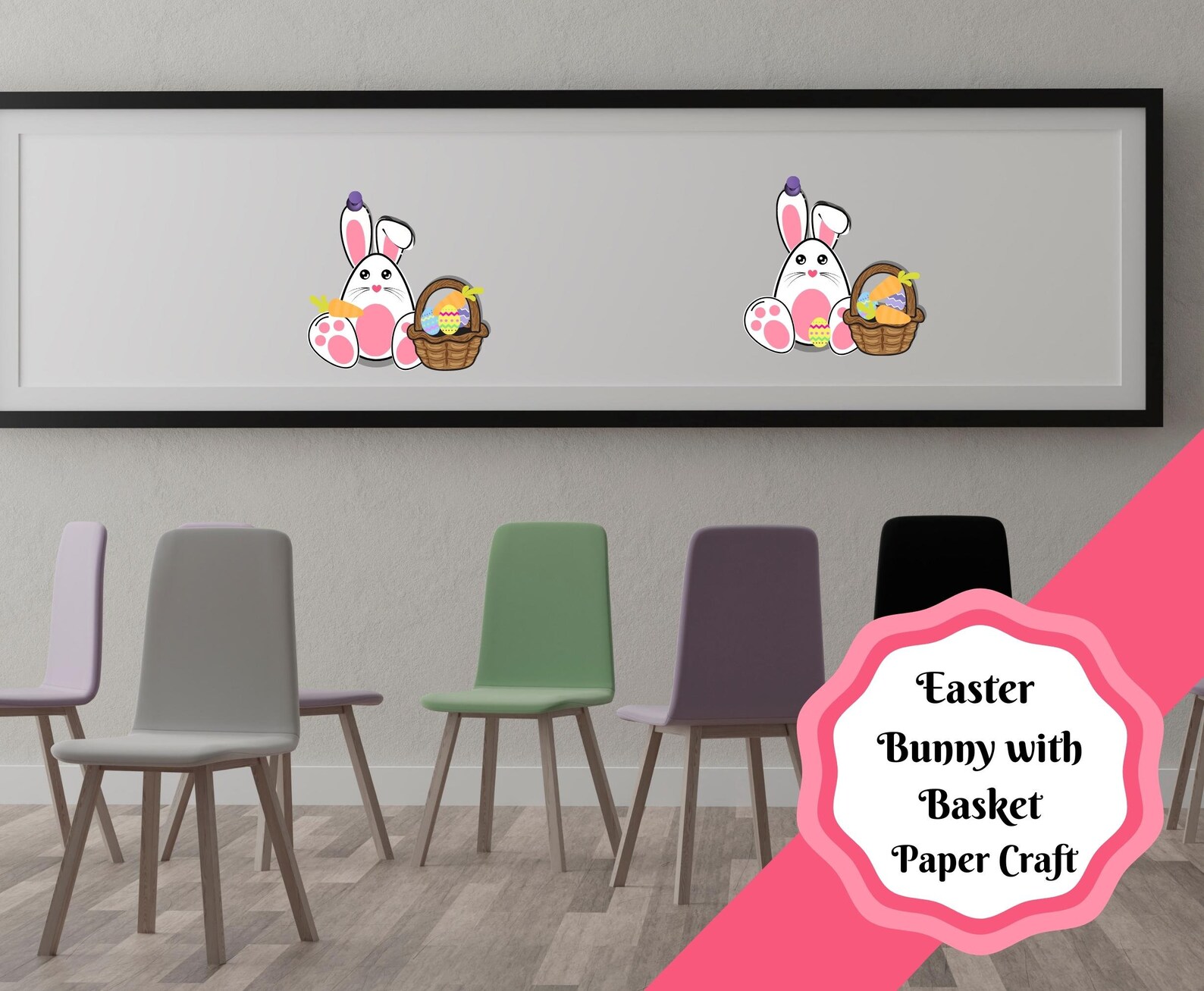 Easter Bunny Kids Paper Craft, Printable Kids Easter Project. Bunny DIY ...