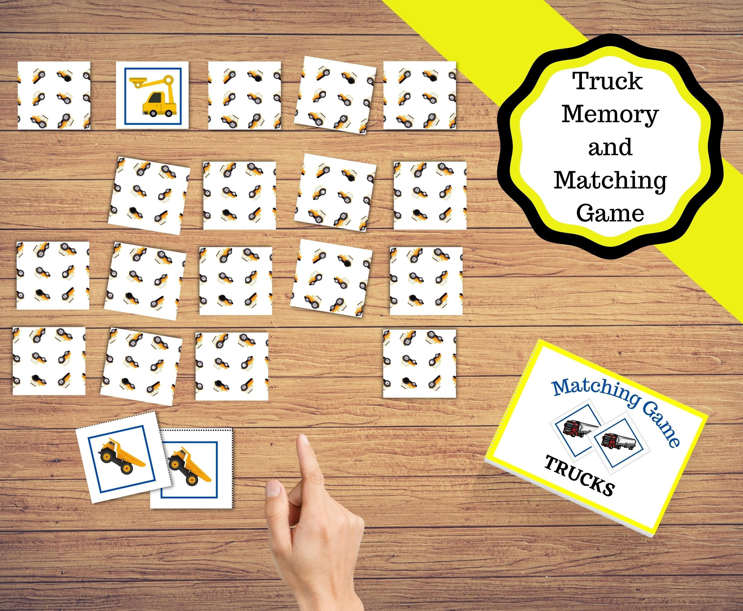 Truck Themed Printable Memory/matching Game Cards With Bonus Box - Etsy