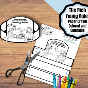 Printable Paper Crowns for the Rich Young Ruler Bible Lesson. Colored ...
