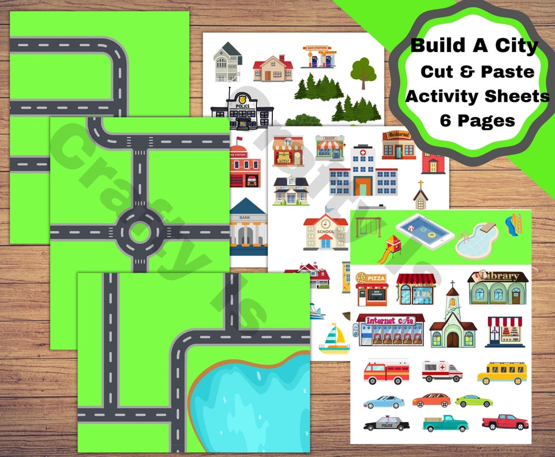 Build a City, Printable Roadways and Pages of Buildings, Cars, Boats ...