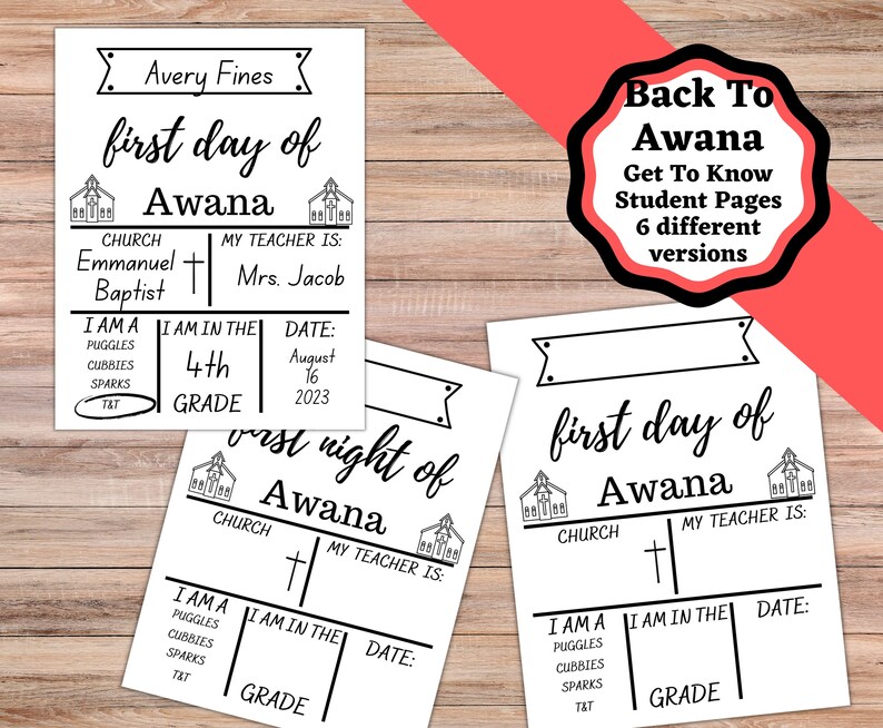 Printable Back to Awana Student Pages. Get to Know Your Students Pages ...