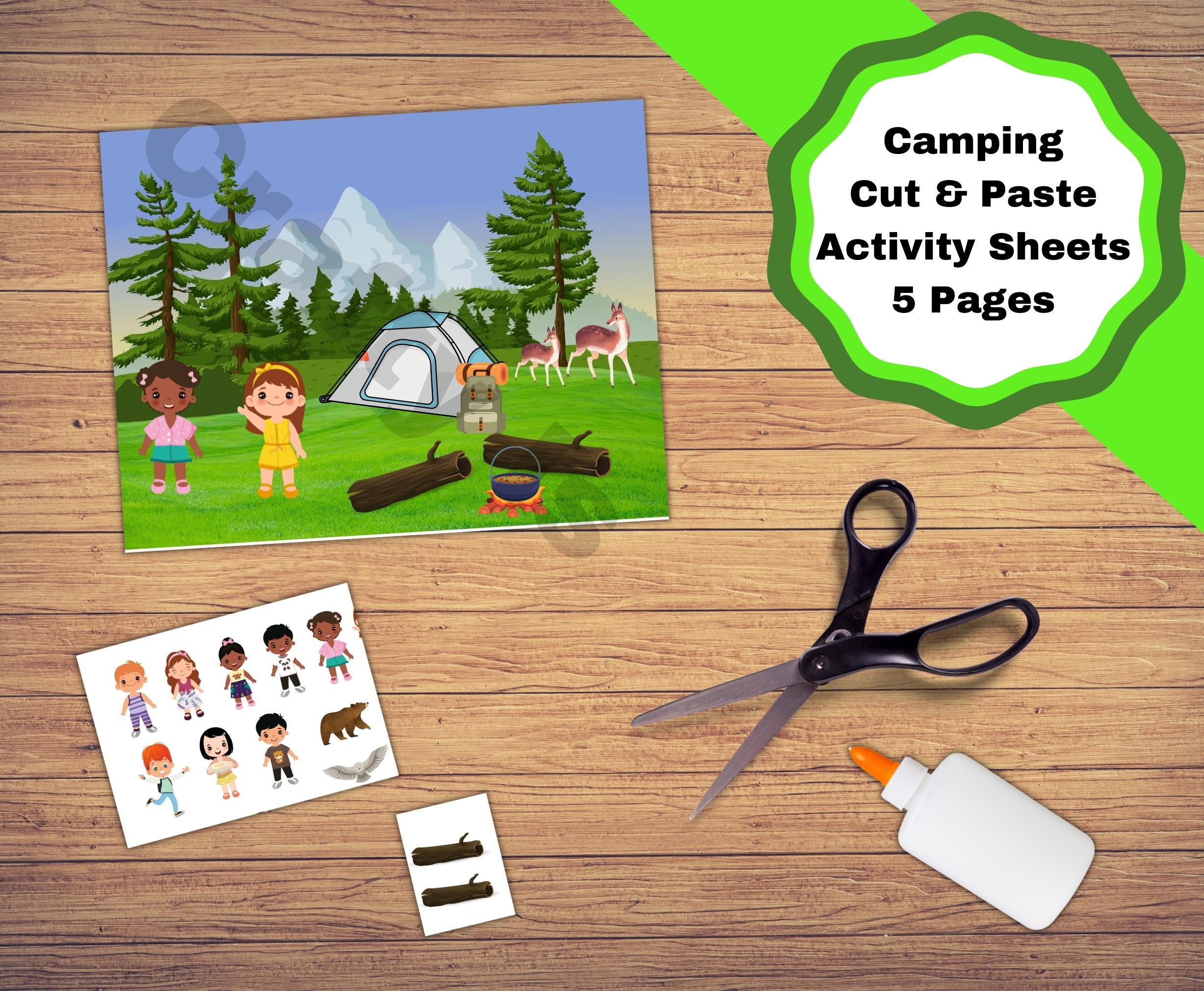 Camping Printable Cut and Paste Activities for Kids. - Etsy India