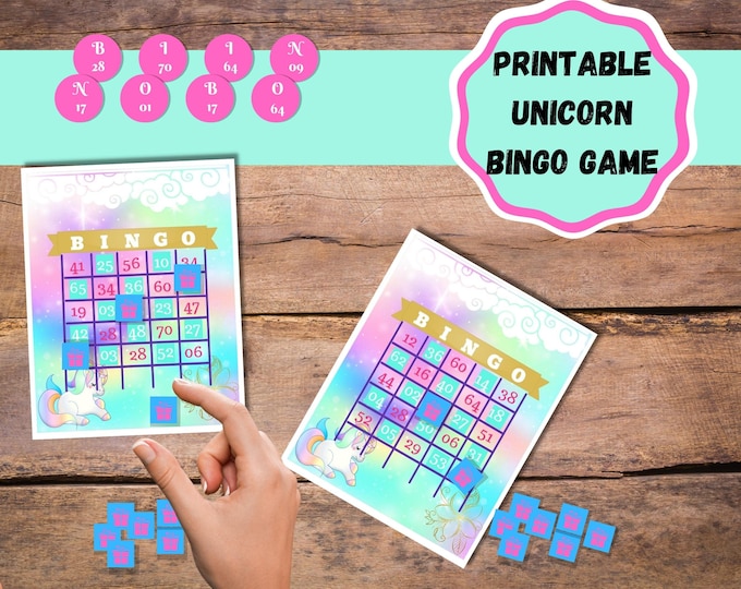 Unicorn Bingo Game Instant Download, Printable Unicorn 30 Cards ...