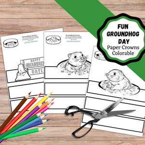 Printable Colorable Groundhog Day Paper Crowns, Fun Groundhogs Day ...
