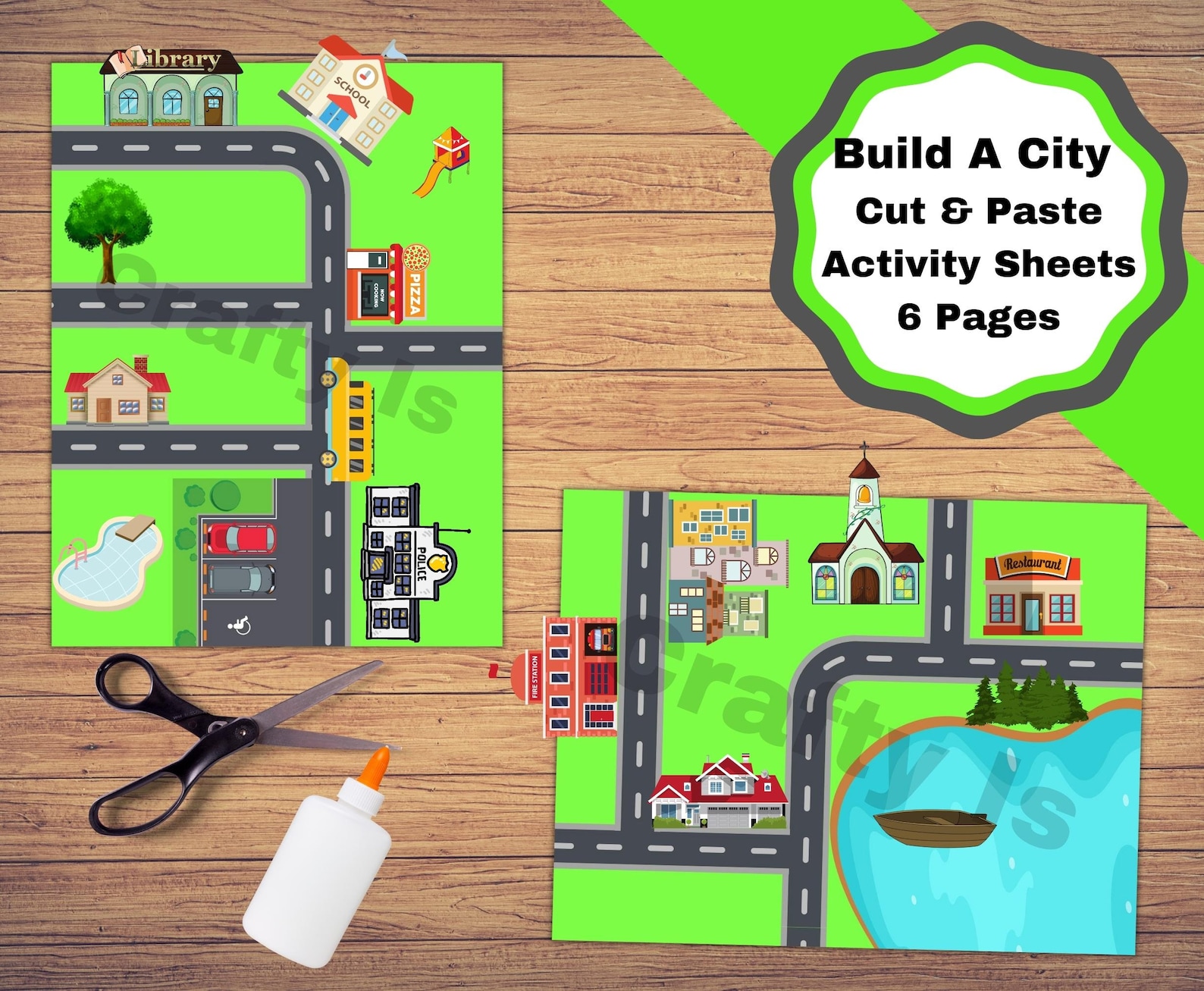 Build a City, Printable Roadways and Pages of Buildings, Cars, Boats ...