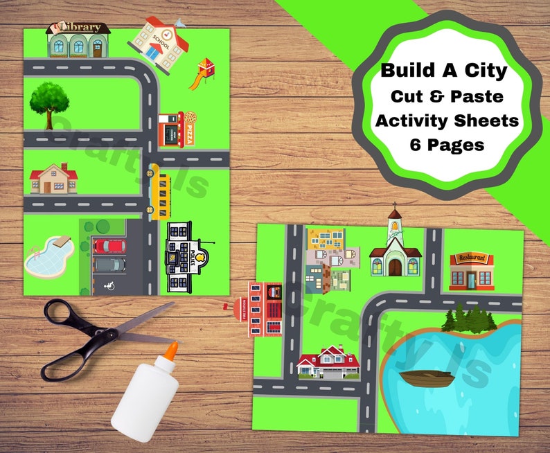 Build a City, Printable Roadways and Pages of Buildings, Cars, Boats ...