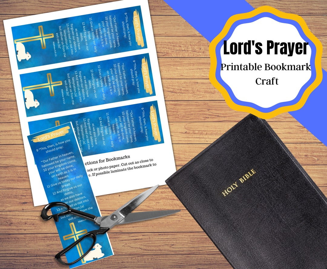 Printable Lord's Prayer Bookmarks, Easy to Make Christian Bookmarks ...