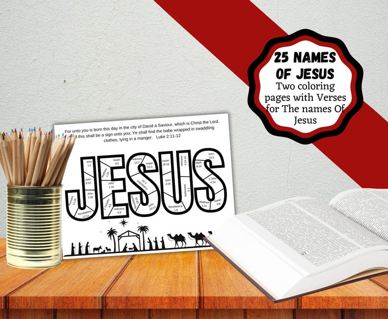 25 Names of Jesus Coloring Pages. Coloring Page With Verses to Look up ...