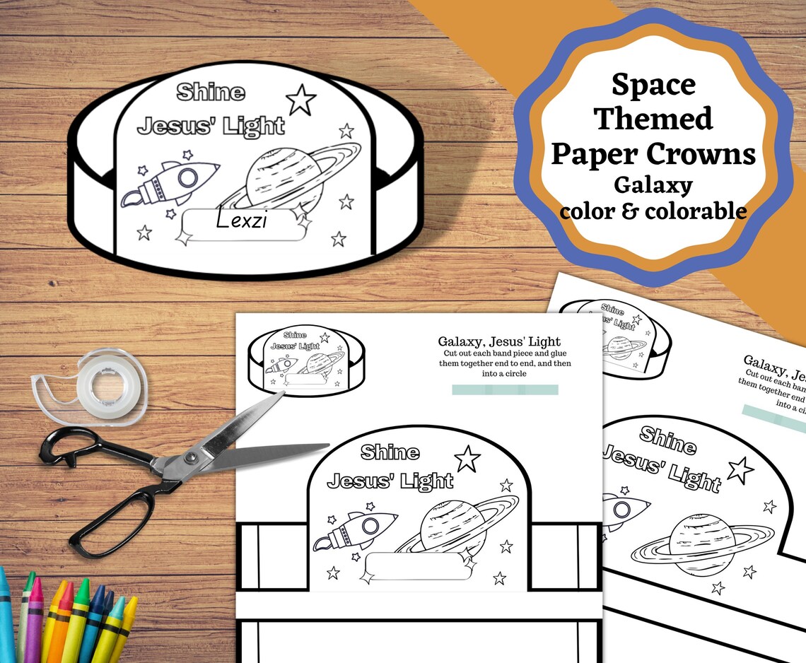 Printable Planet and Galaxy or Steller Themed Paper Crowns. VBS or ...