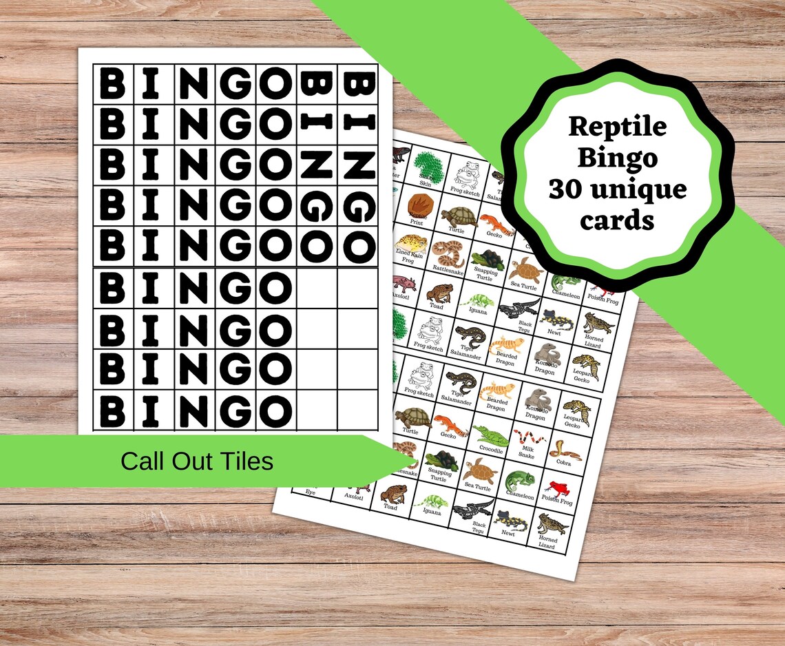 Printable Reptile Themed Bingo Cards, Printable Reptile Bingo Game ...