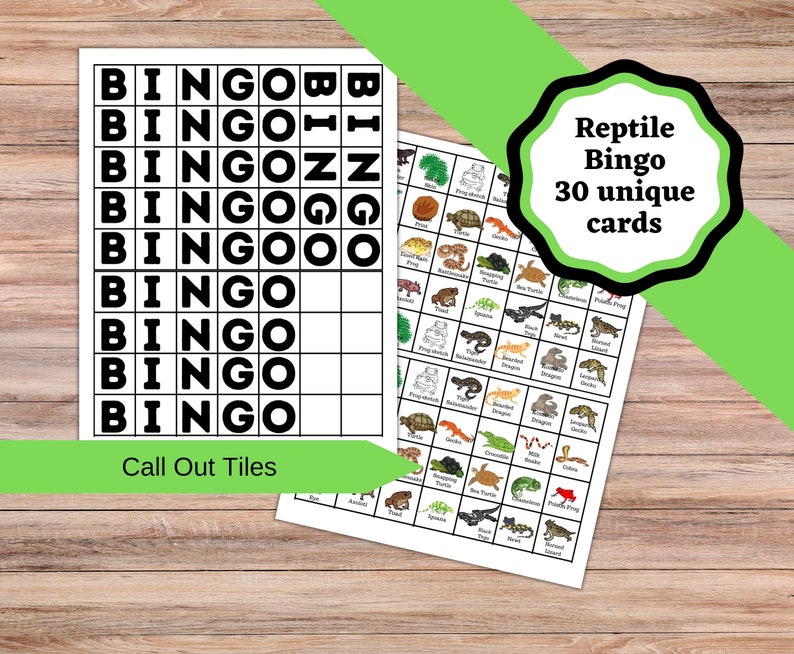 Printable Reptile Themed Bingo Cards, Printable Reptile Bingo Game ...