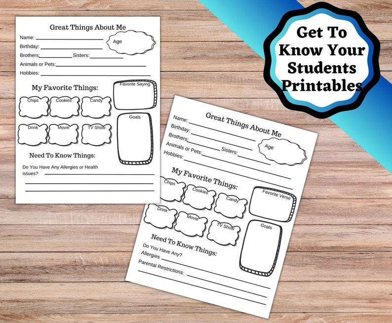 Get to Know Your Students Printable, Questions for Students Worksheet ...