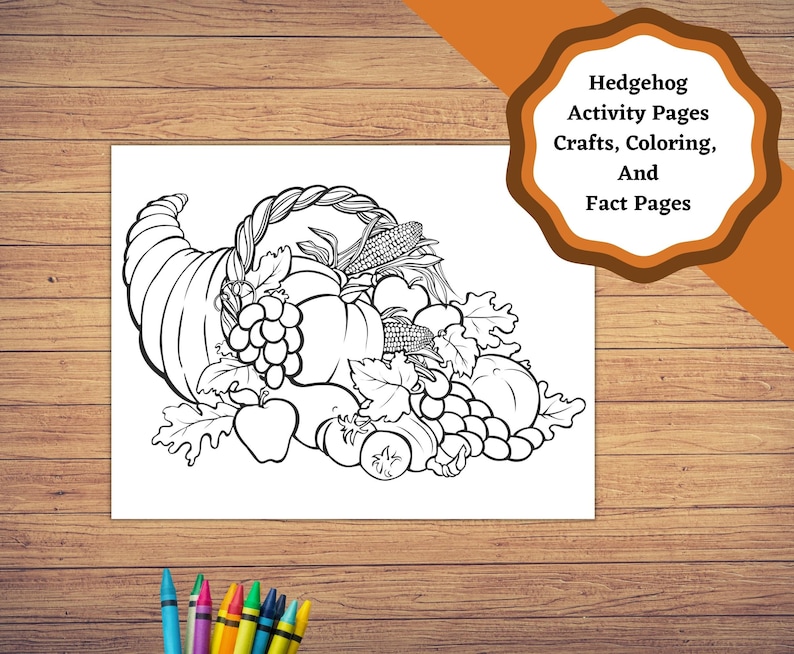 Printable Cut and Glue Cornucopia Craft With Be Thankful Coloring ...