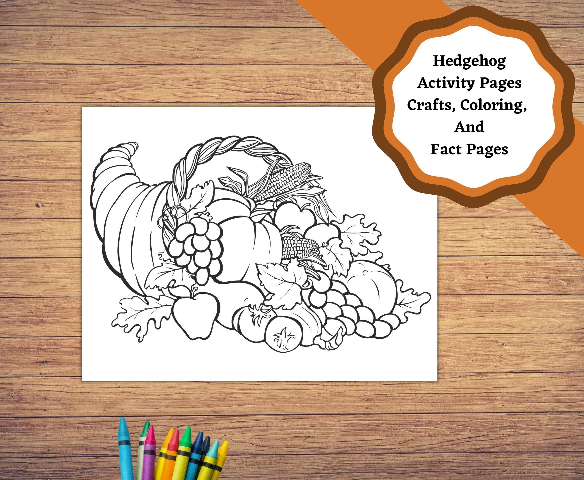 Printable Cut and Glue Cornucopia Craft With Be Thankful Coloring ...