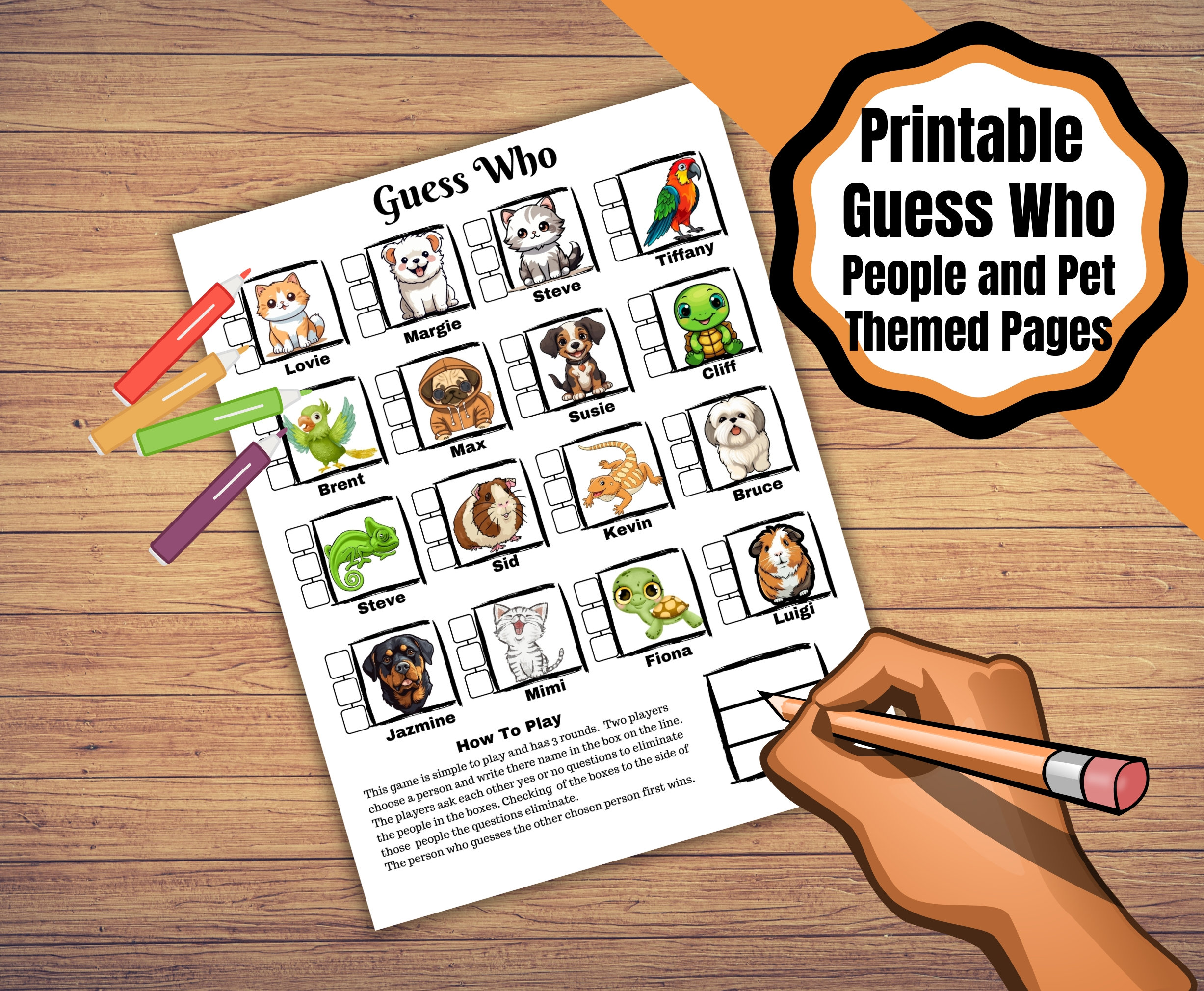 Printable Guess Who Game Pages. Guess Who People and Pet Games. Easy to ...