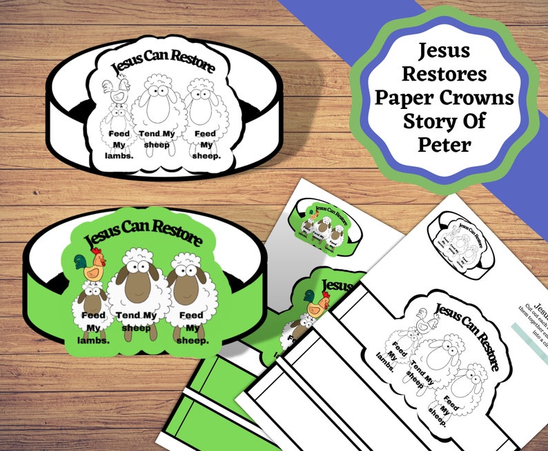 Printable Jesus Restores Paper Crowns Craft, the Story of Peter Paper ...