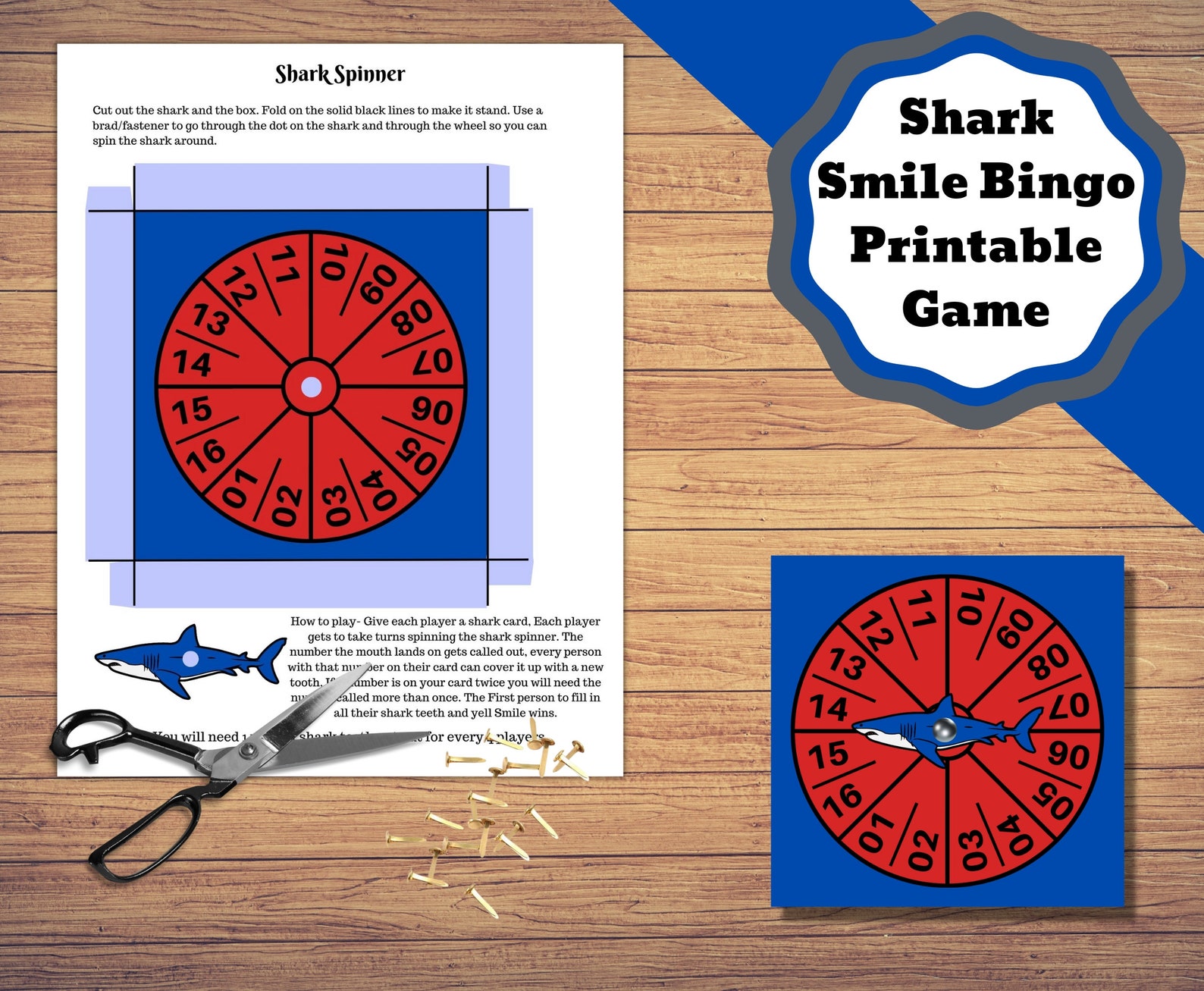 Printable Shark Bingo Game, Shark Smile Bingo Game With 25 Cards You ...