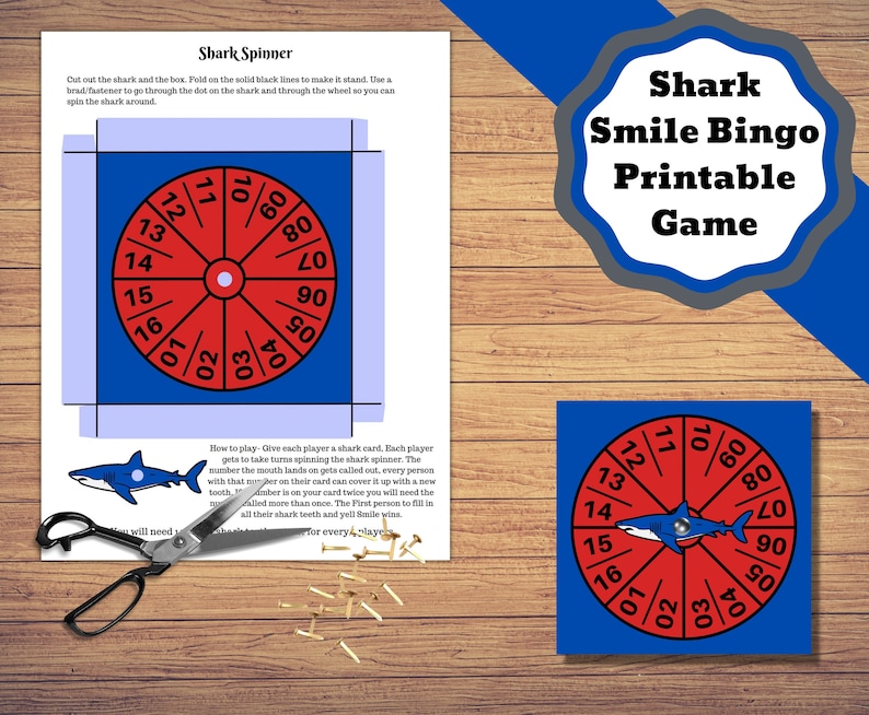 Printable Shark Bingo Game, Shark Smile Bingo Game With 25 Cards You ...