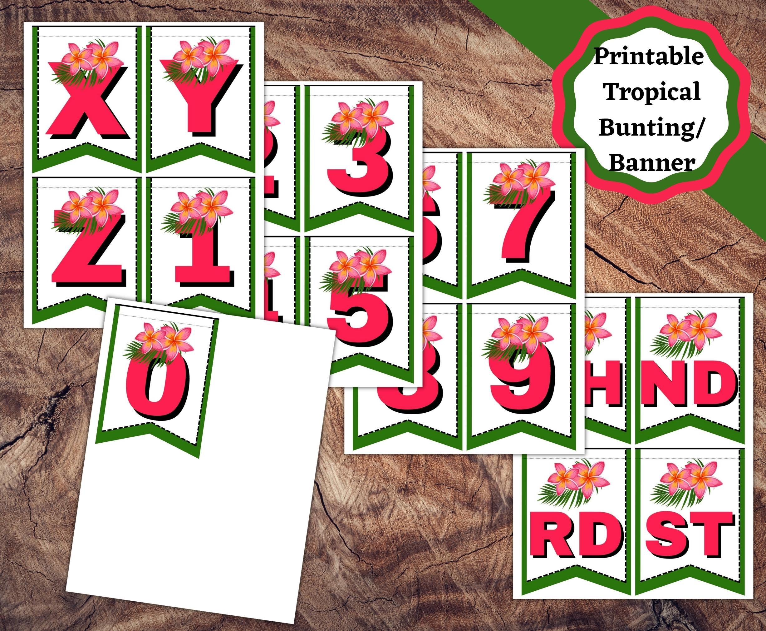 Printable, Tropical Banner/bunting in Large and Small. - Etsy