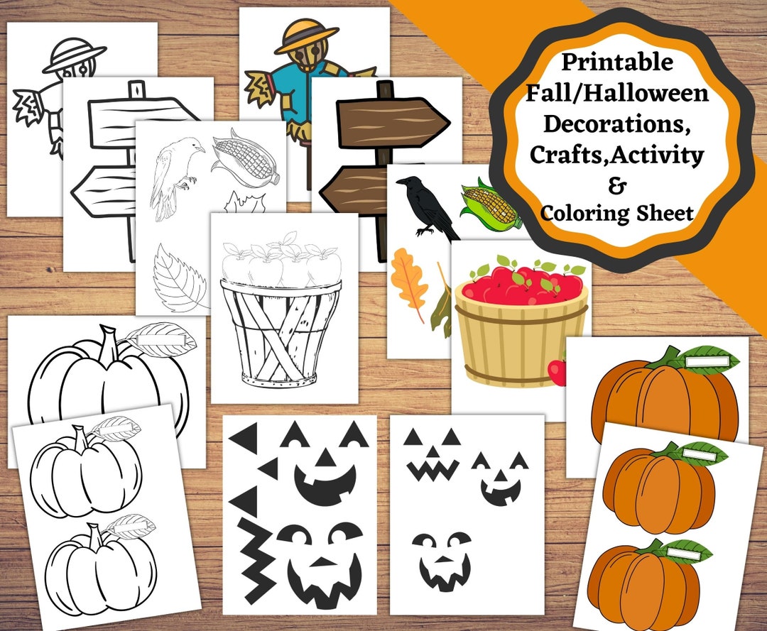 Fall/halloween Printable Bundle. Pumpkin & Jack-o-lantern Craft, Fall ...