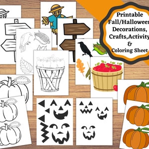 Fall/halloween Printable Bundle. Pumpkin & Jack-o-lantern Craft, Fall ...
