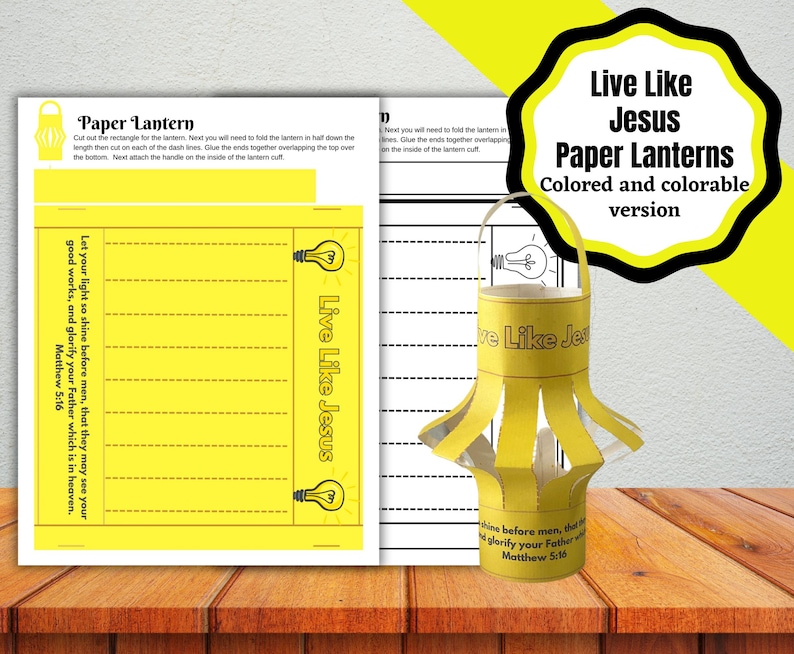 Live Like Jesus Printable Paper Lantern. Colored and Colorable Paper ...