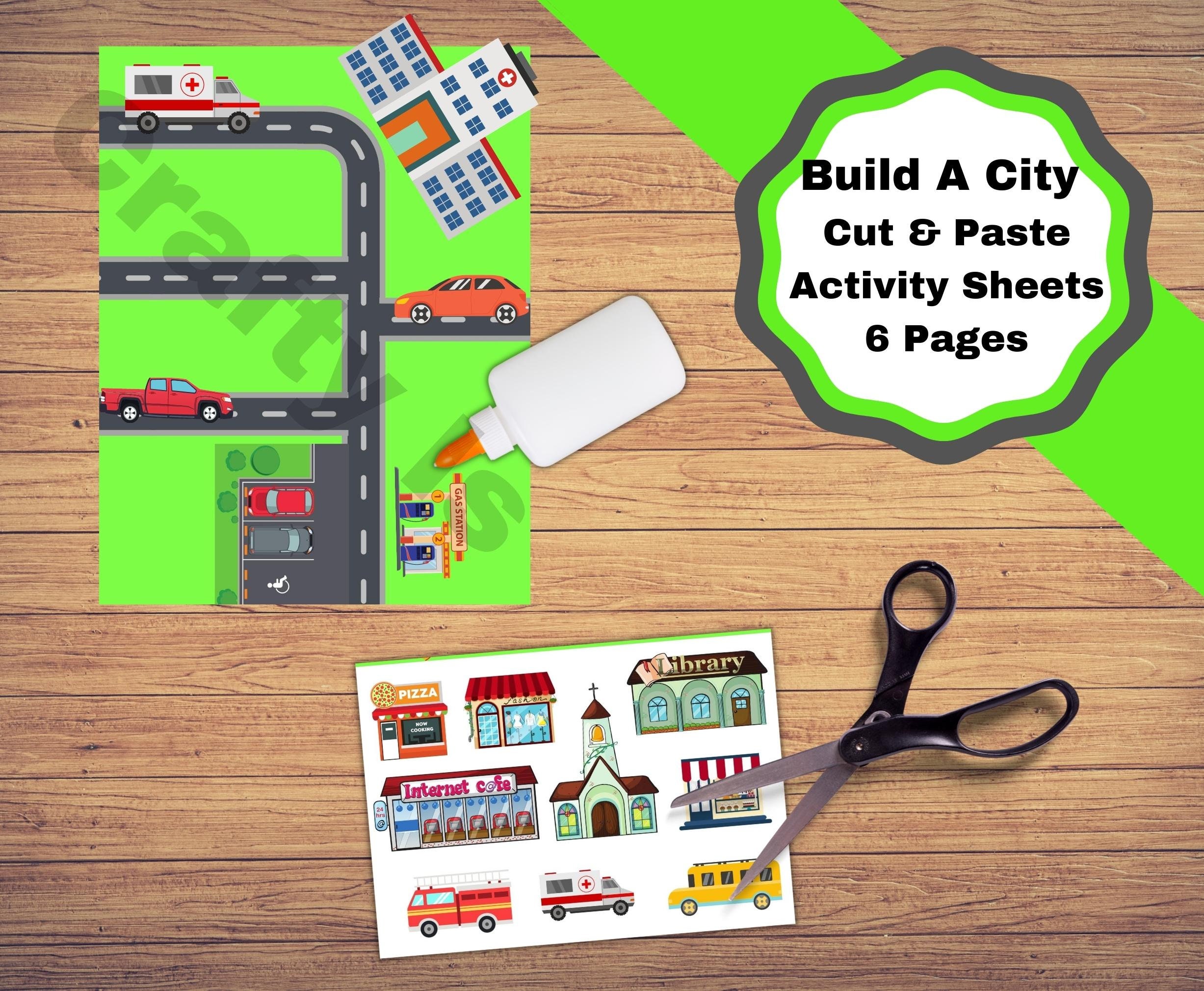 Build a City, Printable Roadways and Pages of Buildings, Cars, Boats ...