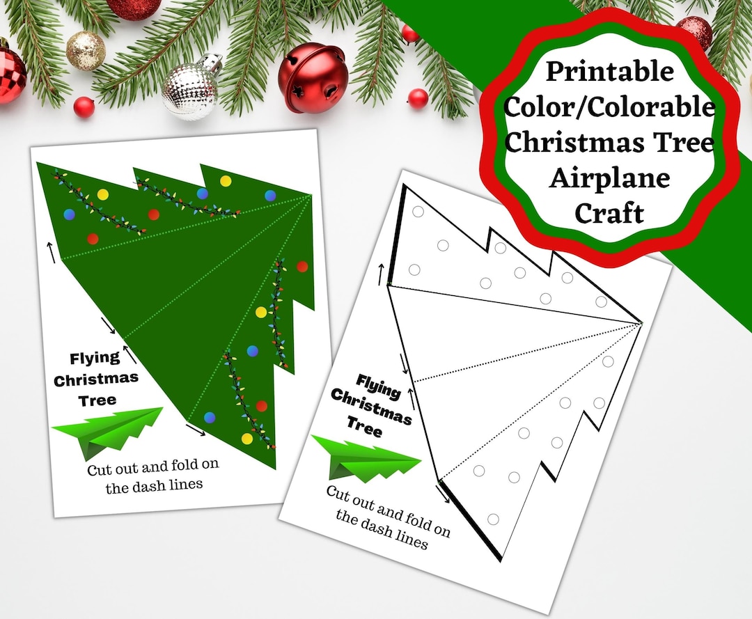 Printable Christmas Tree Airplane, Christmas Tree Craft, Kids Christmas ...