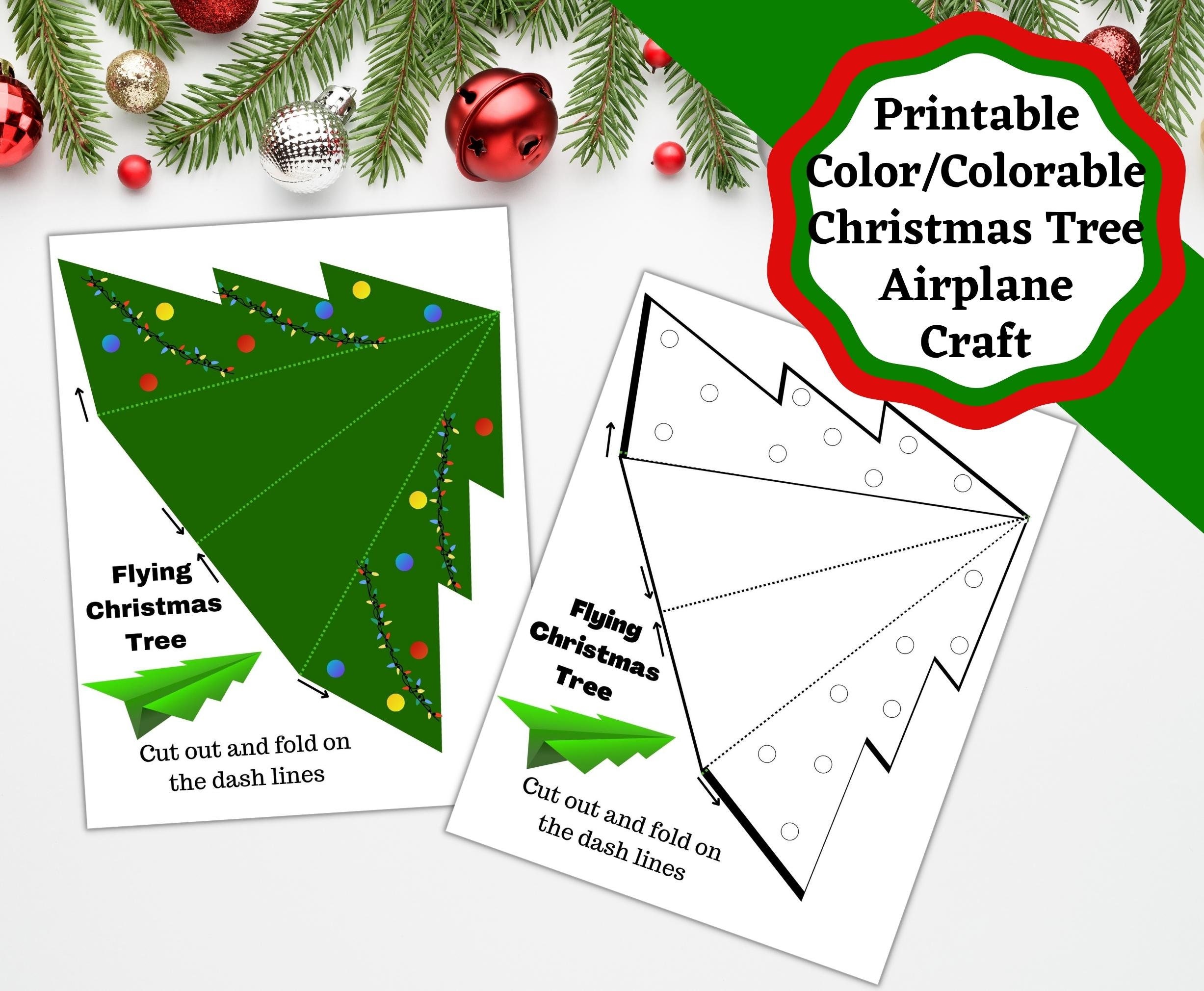Printable Christmas Tree Airplane, Christmas Tree Craft, Kids Christmas ...