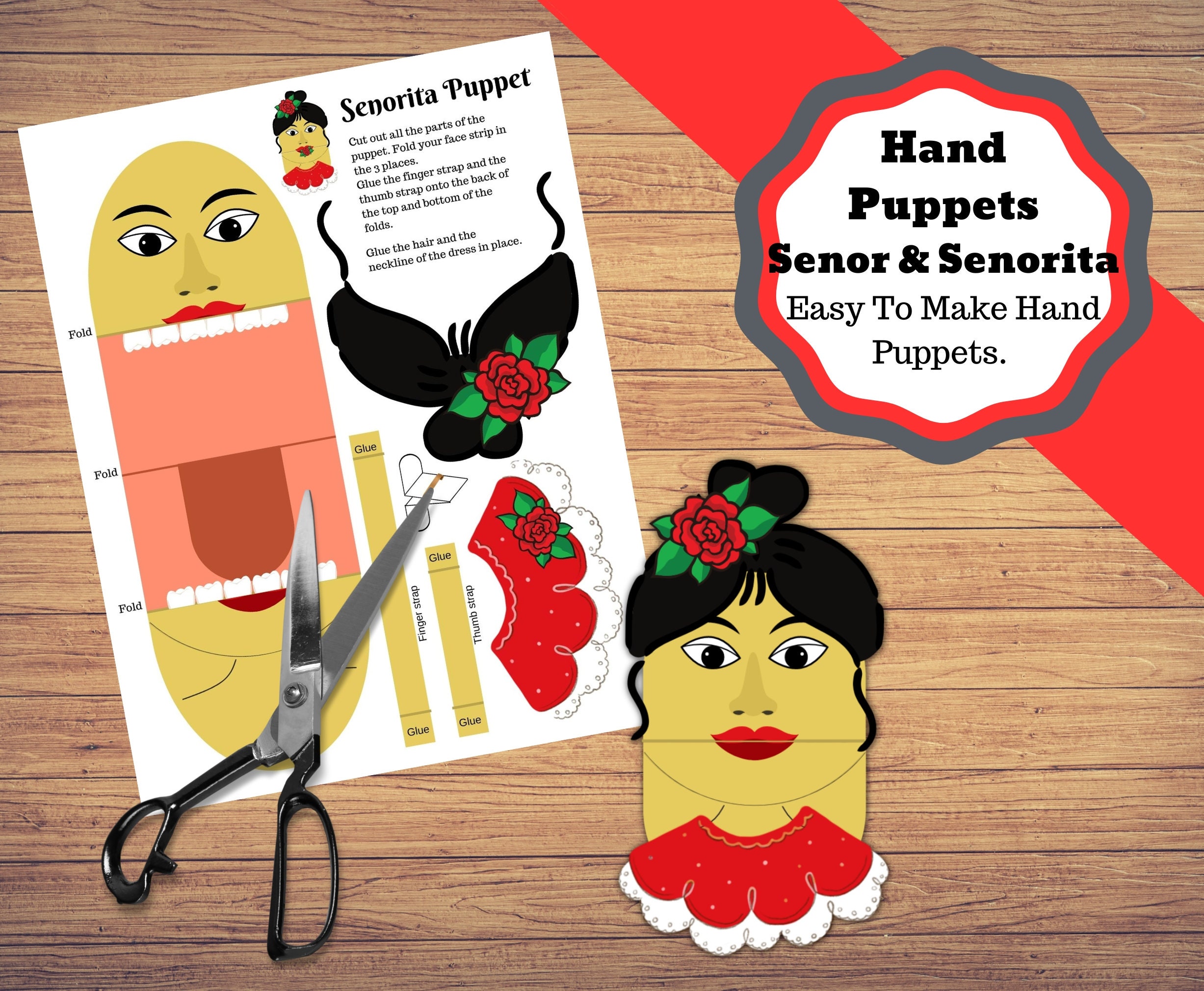 Printable Hand Puppets A Senor and Senorita Puppet. Cinco De Mayo Craft ...