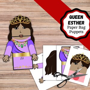 Printable Paper Bag Puppets for Esther, Bible Story Book of Esther ...