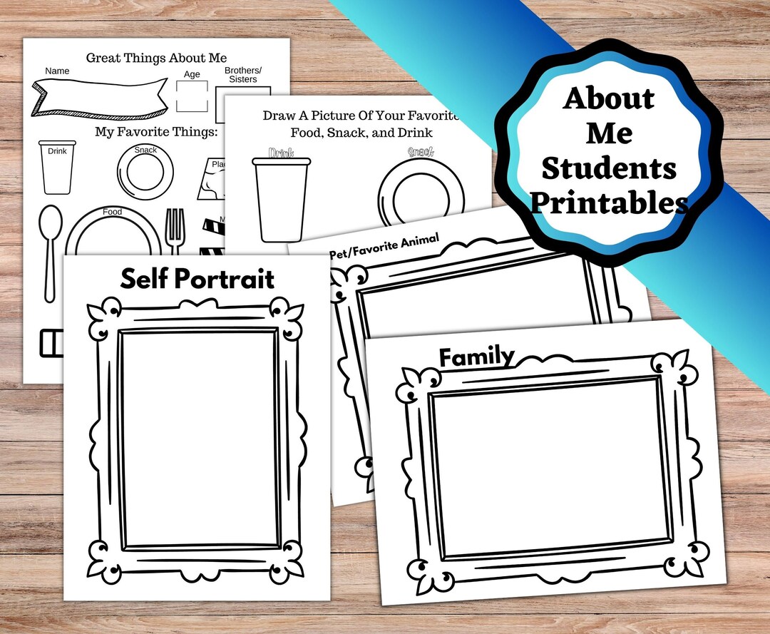 Printable About Me Pages for Students, Self Portrait Page, Favorite ...