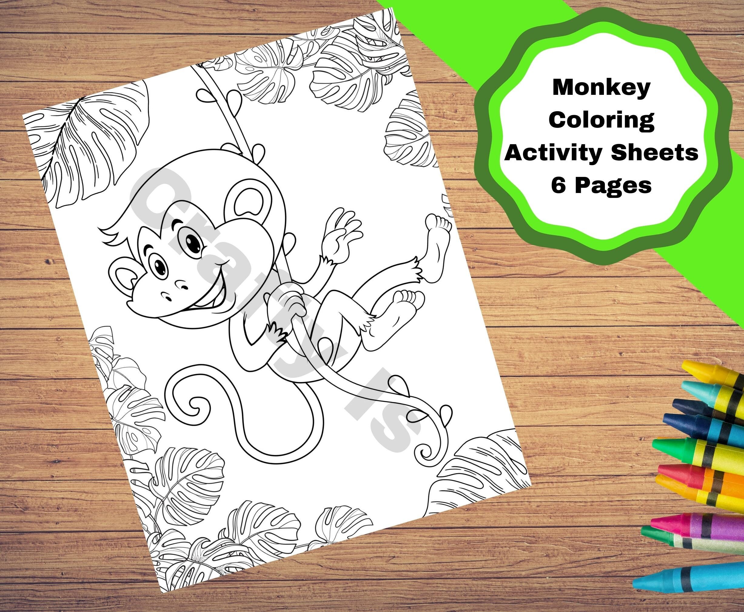Printable Monkey Cut and Paste, Crafts, Coloring, and Educational Pages ...