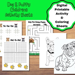 Dog and Puppy Themed Activity Sheets for Kids or Anyone Who Loves Dogs ...