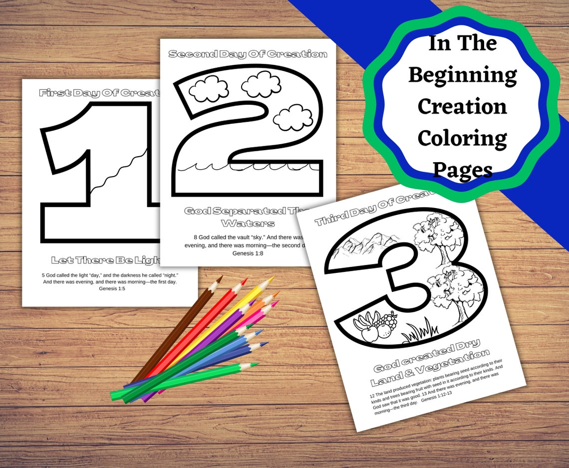 Printable Creation Bible Coloring Pages. Kids Craft for the 7 Days of ...