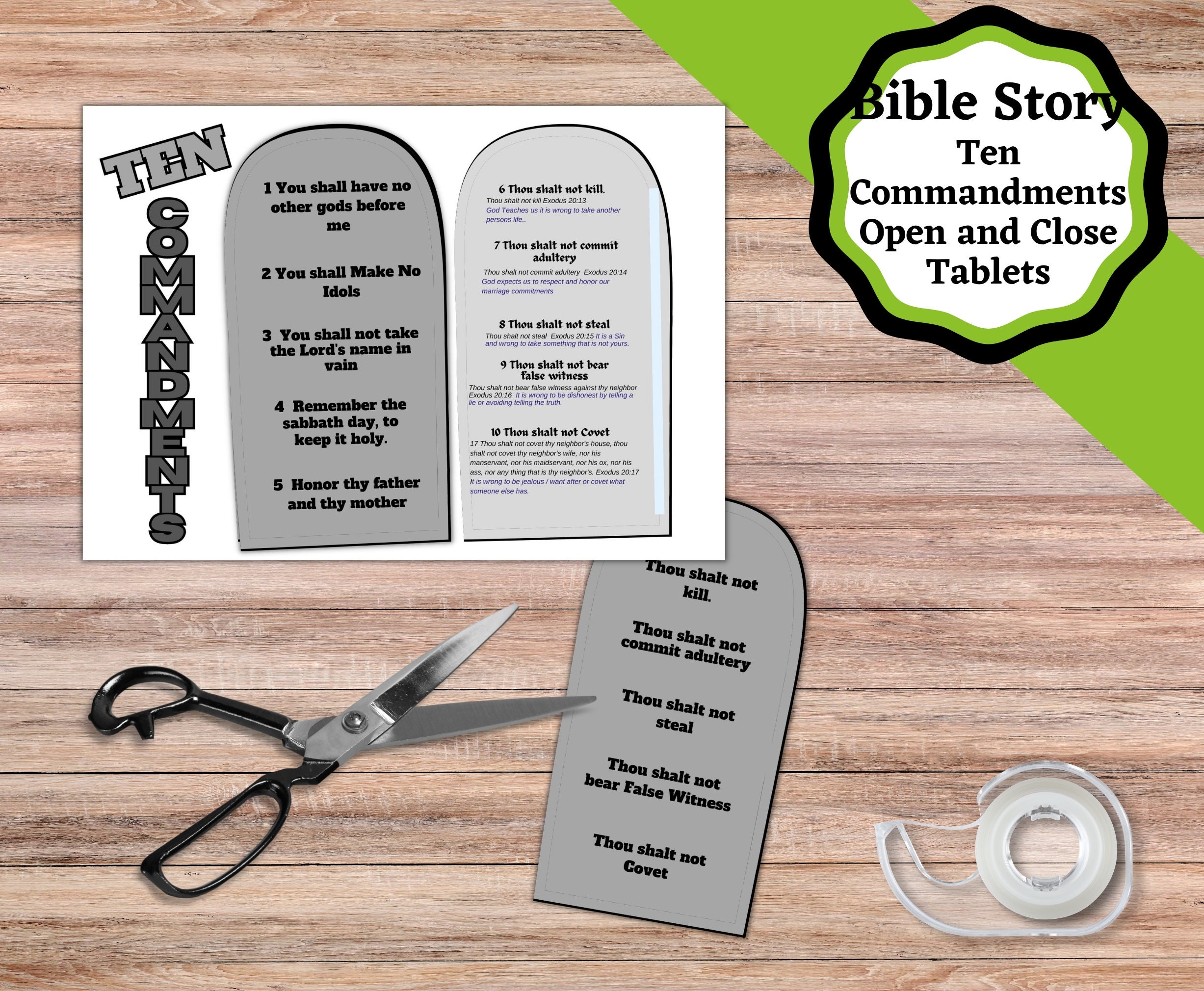 Printable 10 Commandments Craft. Cut and Fold Open the Tablets to ...