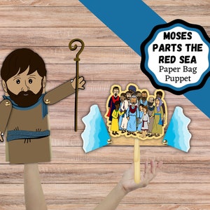 Moses Parts the Red Sea, Printable Paper Bag Puppets and Props. Bible ...