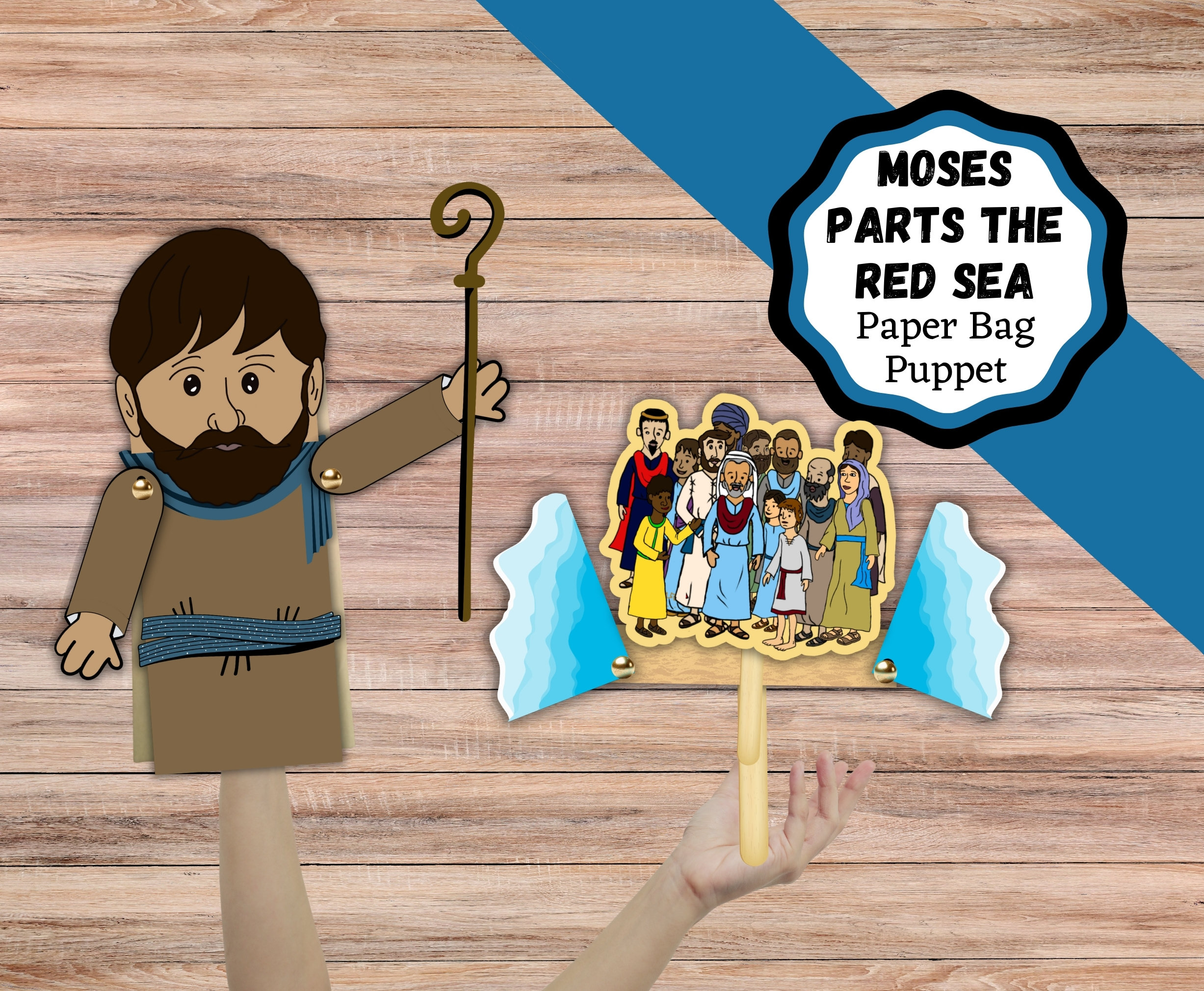 Moses Parts the Red Sea, Printable Paper Bag Puppets and Props. Bible ...