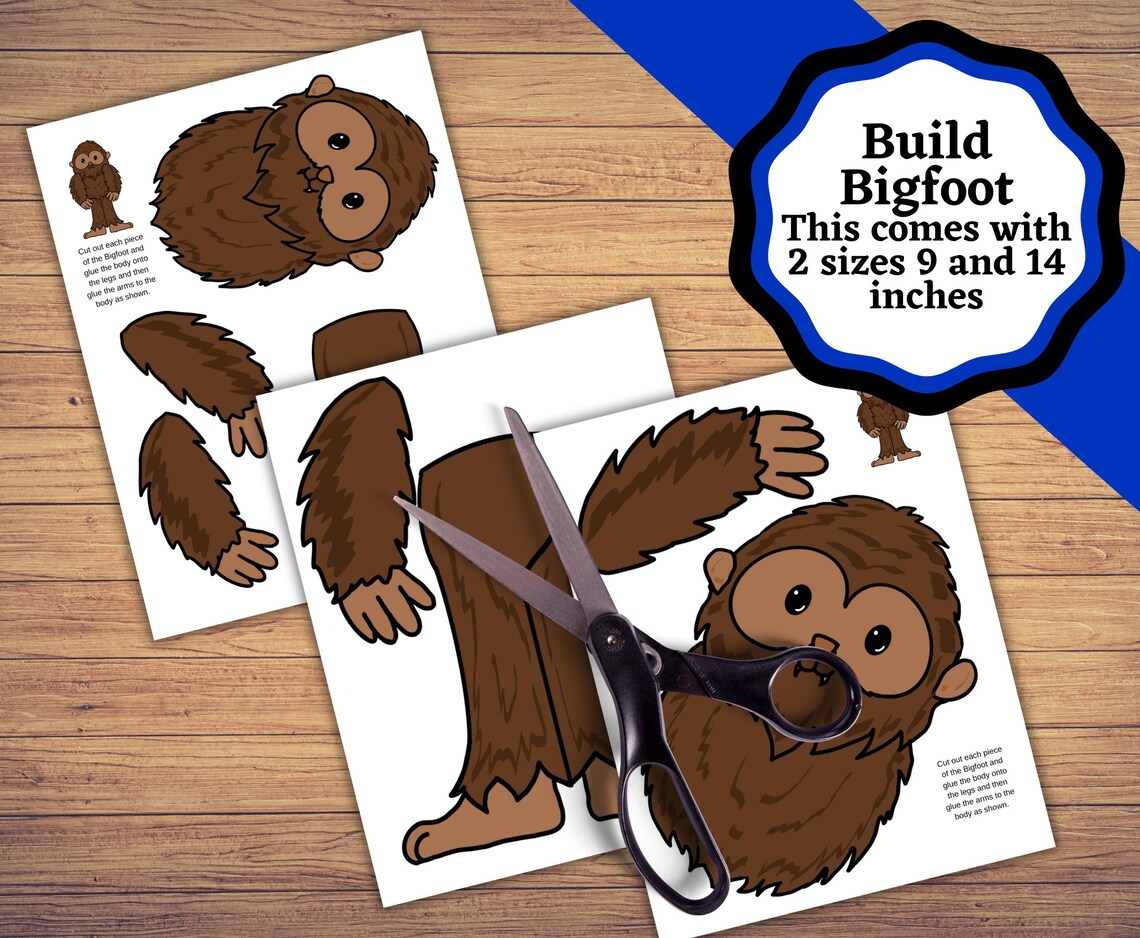 Build Your Own Big Foot, Cut and Paste Bigfoot in Two Sizes, 9 and 14 ...