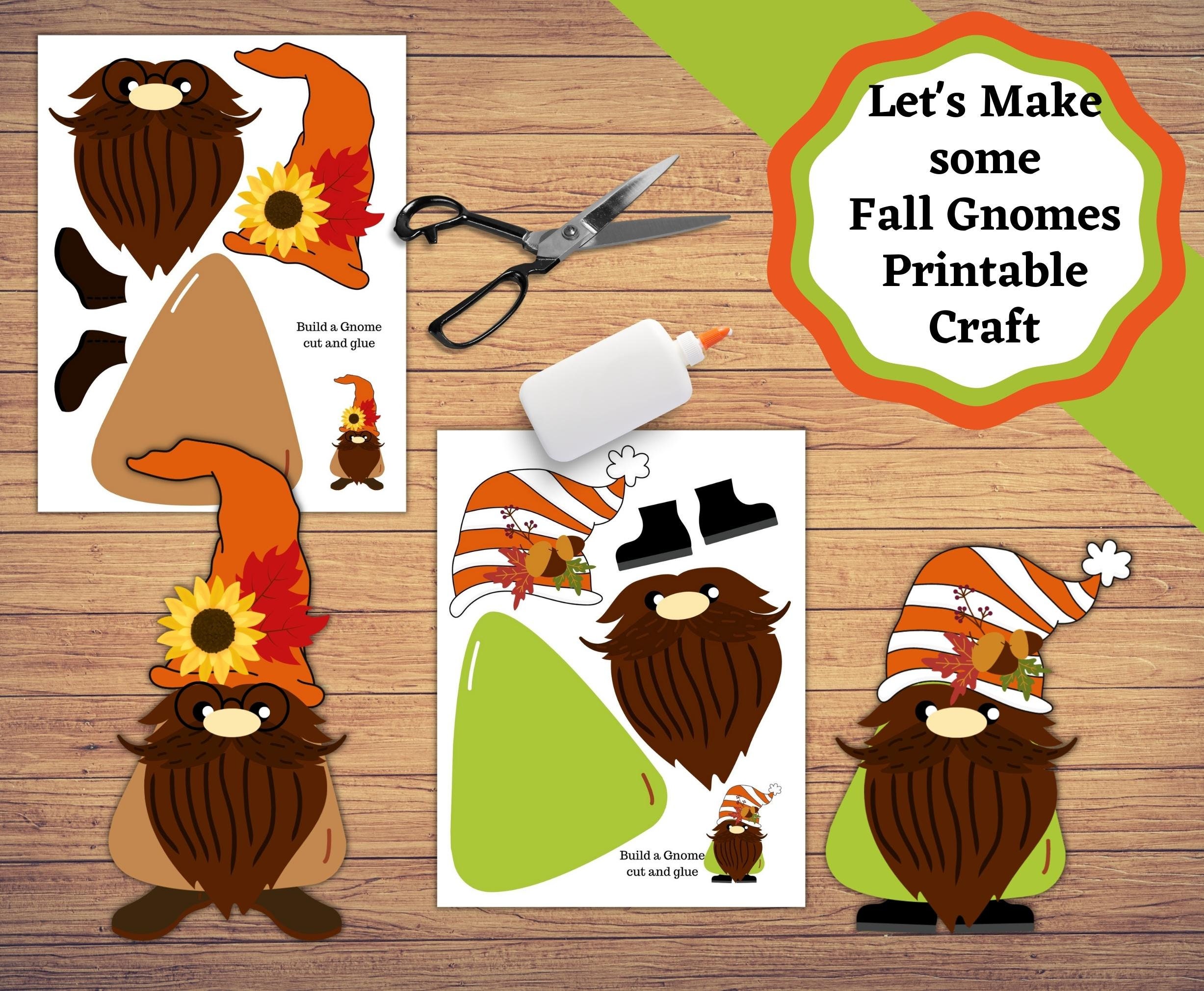 Make a Gnome Printable Craft, Fall Gnome Decoration, Gnome Crafts, Cut ...