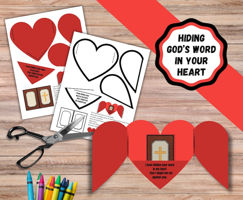 Hiding God's Word in Your Heart, Heart Bible Craft for Psalms 119:11 ...