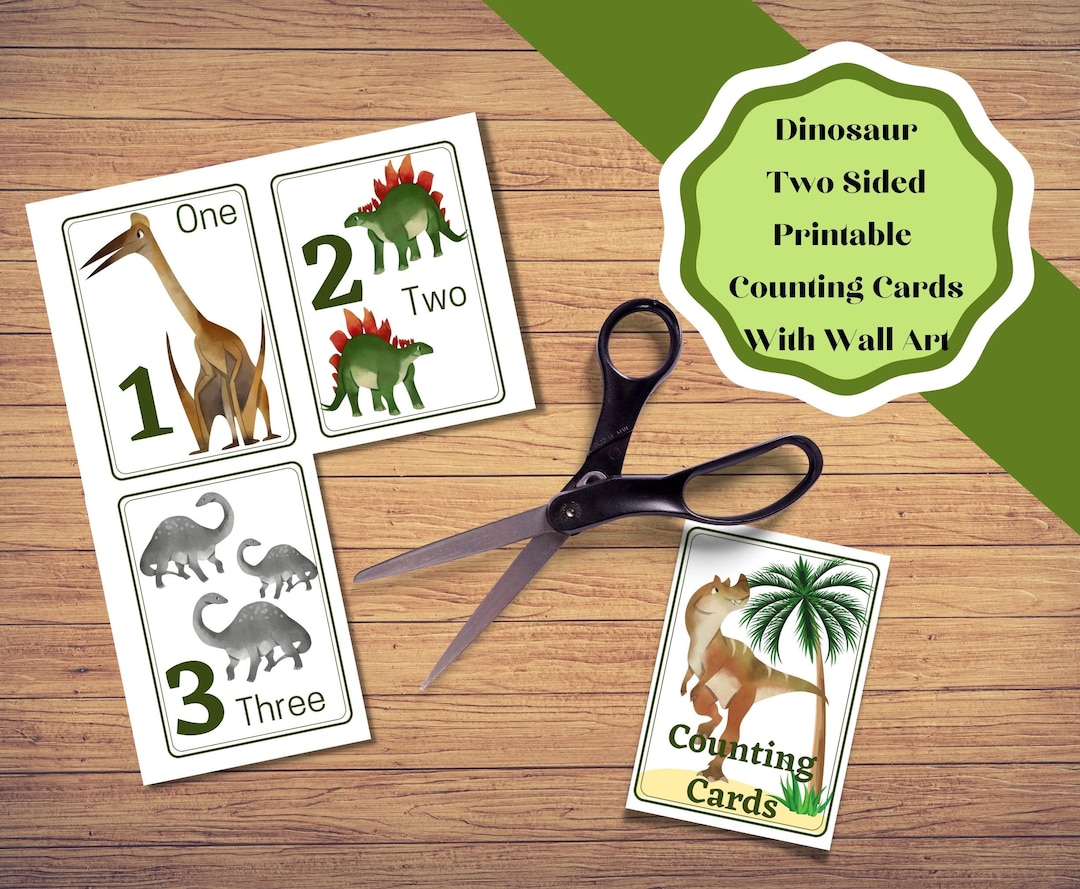 Dinosaur Themed Printable Counting/ Number Cards for the Young Learner ...