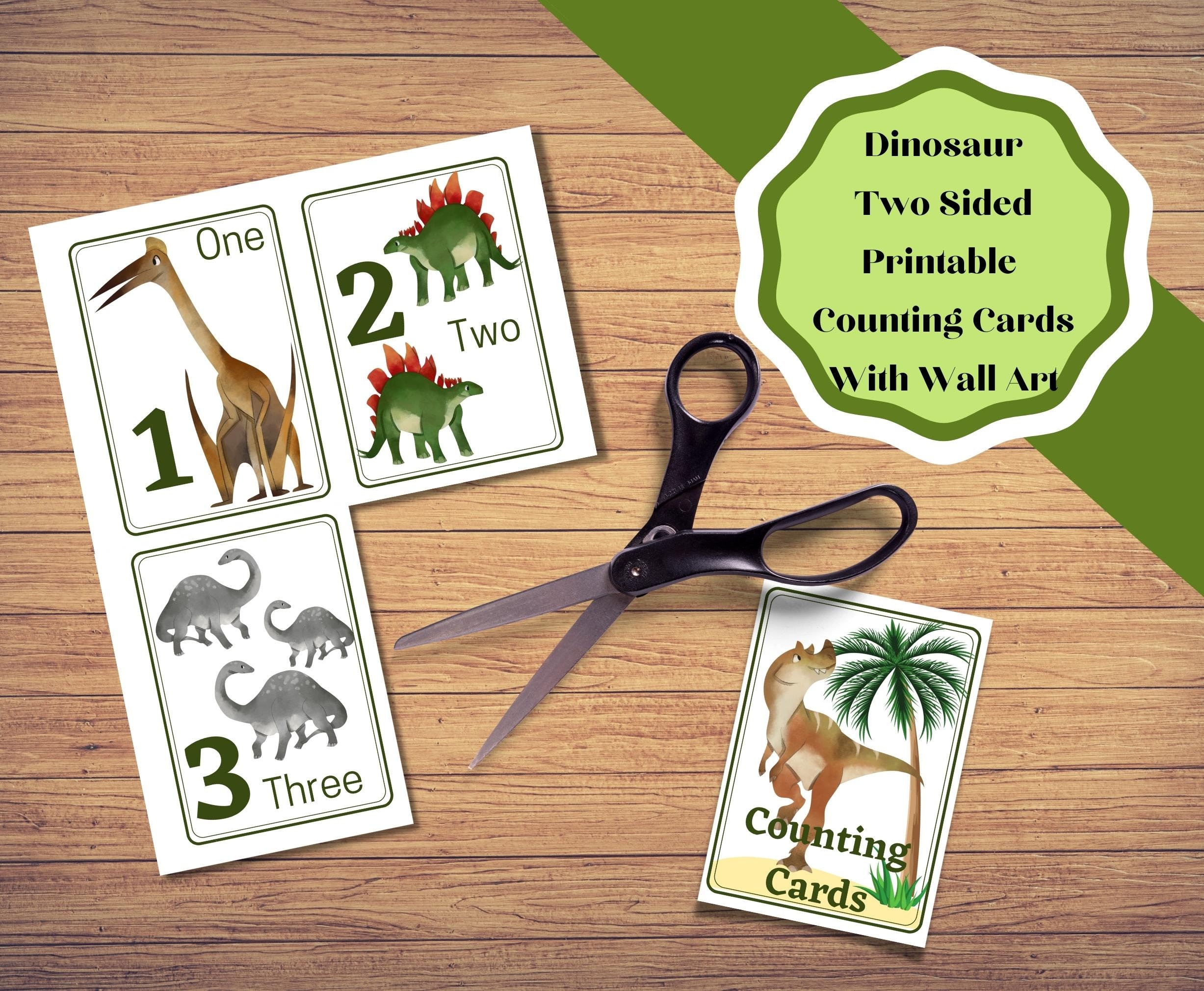 Dinosaur Themed Printable Counting/ Number Cards for the Young Learner ...