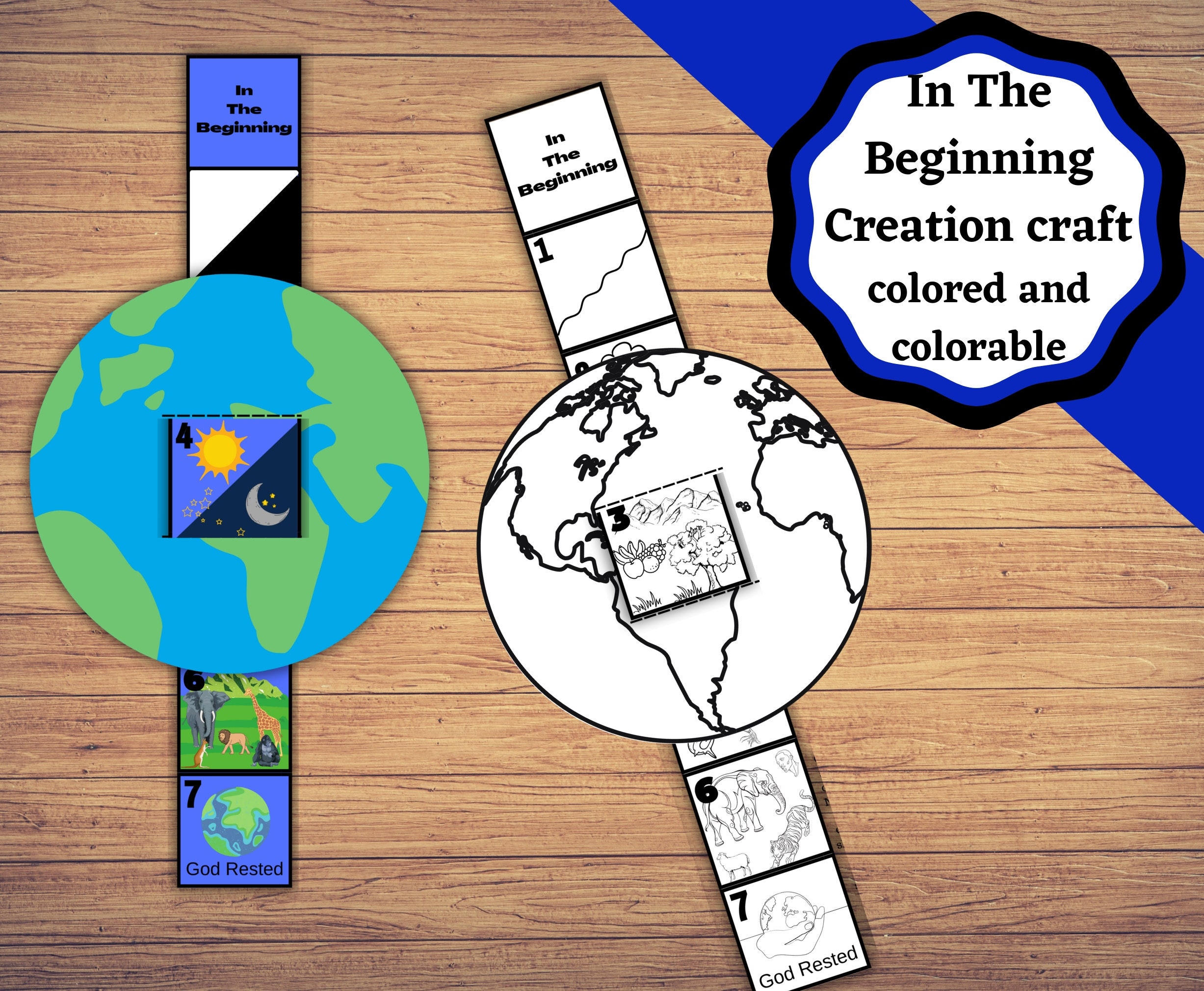 Printable Creation Bible Craft. Kids Craft for the 7 Days of Creation ...