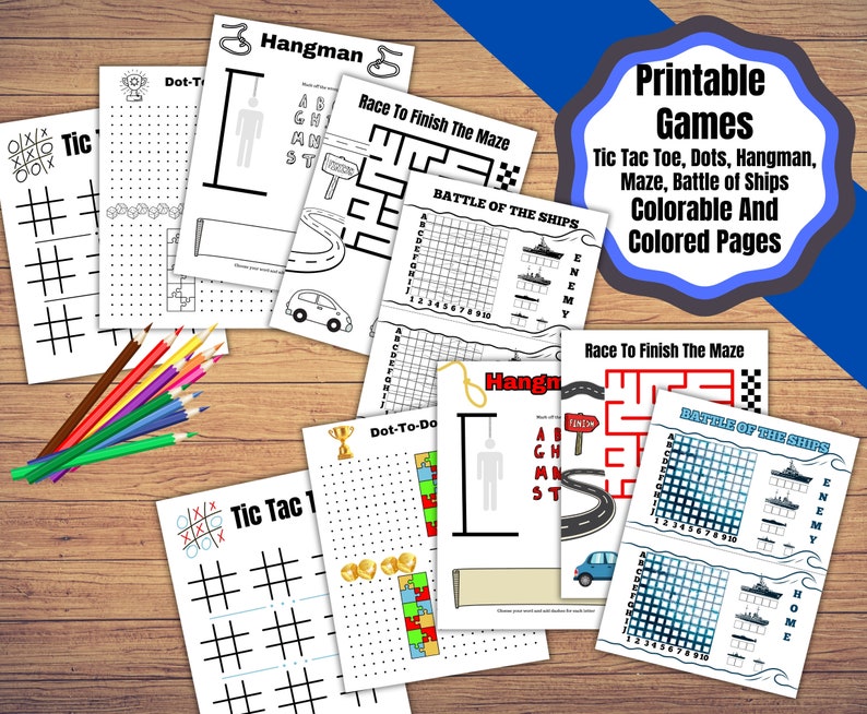 Printable Games for Fun. Battle Ship, Tic Tac Toe, Dots, Maze, and ...