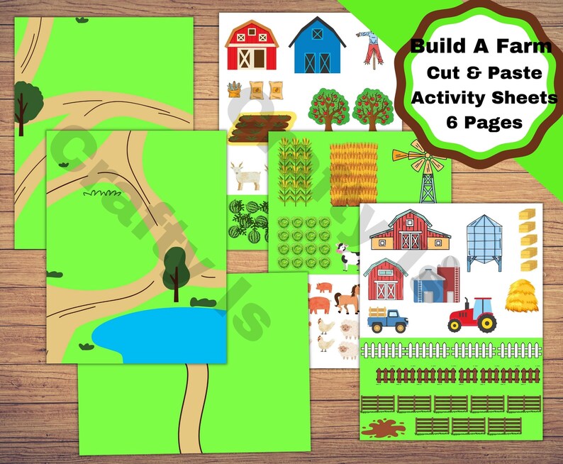 Build a Farm, Printable Cut and Paste Pages to Create a Farm. - Etsy