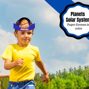 Planet and Solar System Paper Crown, Planets and Sun Colorful Kids ...